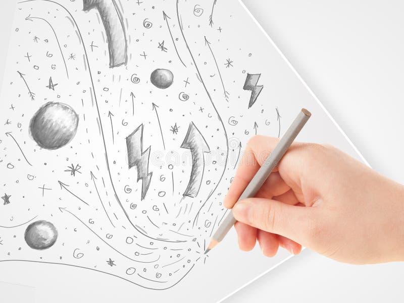 Hand Drawing Abstract Sketches and Doodles on Paper Stock Photo - Image ...