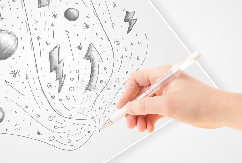 Hand Drawing Abstract Sketches and Doodles on Paper Stock Illustration ...