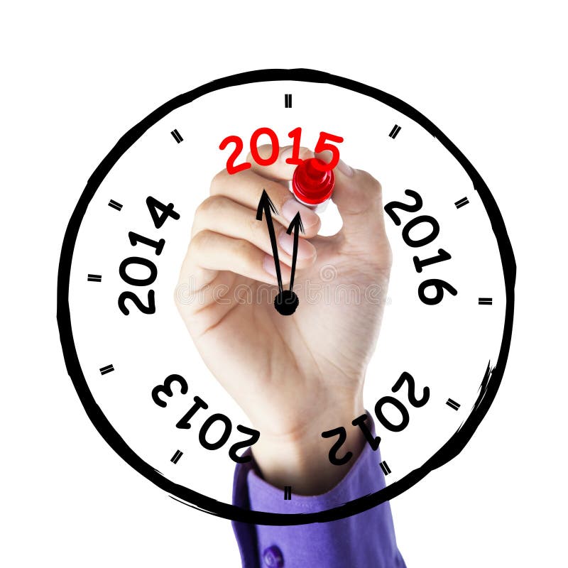 Hand drawing annual clock stock image. Image of holiday - 45254475