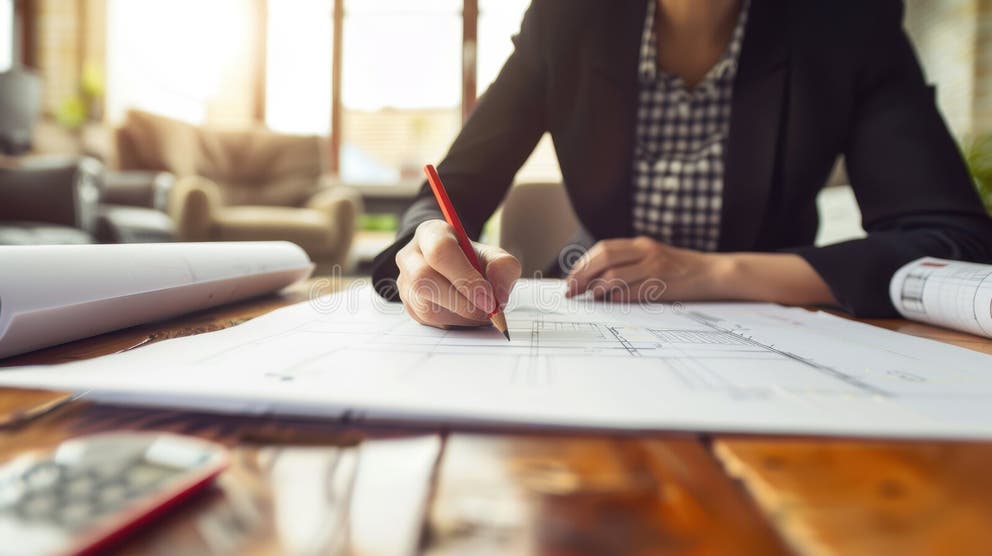 The Hand Drafting Blueprints..AI Generated Image Stock Illustration ...