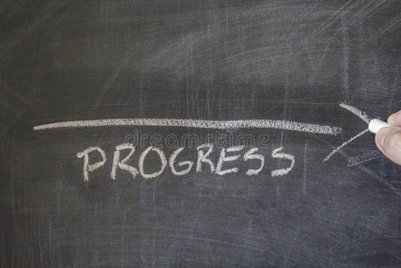 Progress Written on Blackboard Stock Photo - Image of note, arrow ...