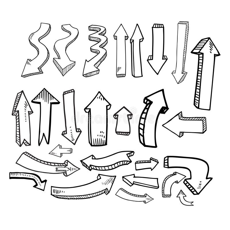 Hand Drawing Arrow Collection Isolated on Lined Paper Stock Vector ...