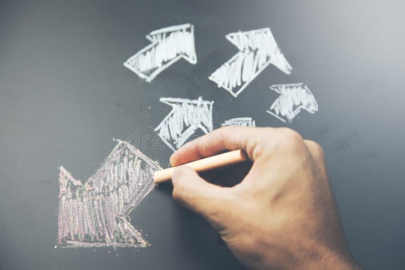 Hand drawing arrow sign stock image. Image of blackboard - 184463735