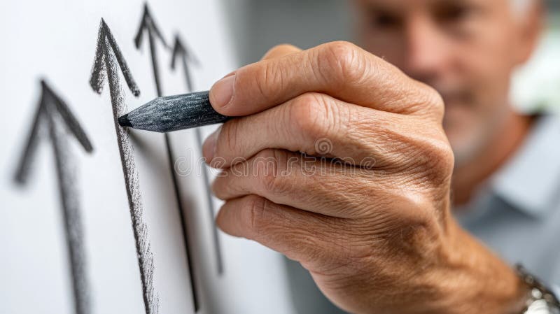 Hand Drawing Arrows Upwards Representing Growth and Success Stock Image ...