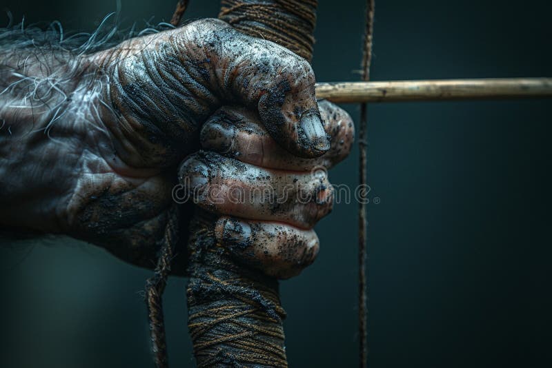 Hand Drawing Back the String of a Bow in Archery Stock Image - Image of ...