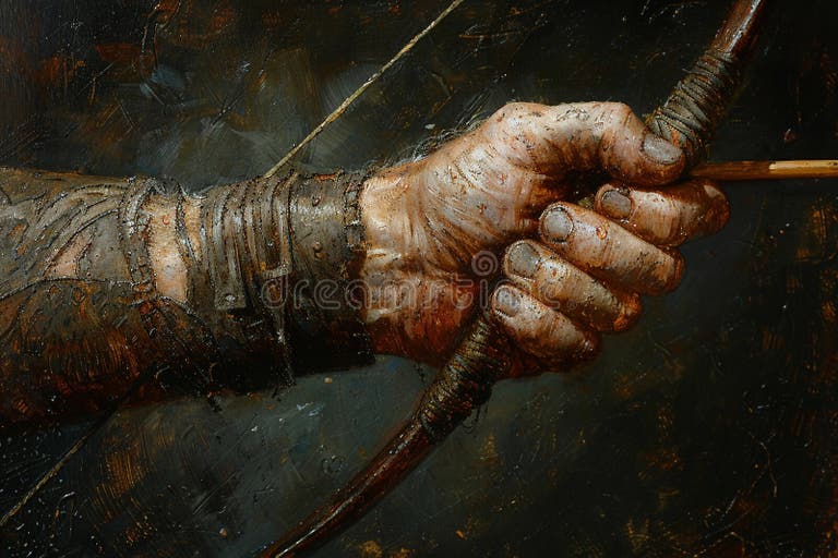 Hand Drawing Back the String of a Bow in Archery Stock Photo - Image of ...