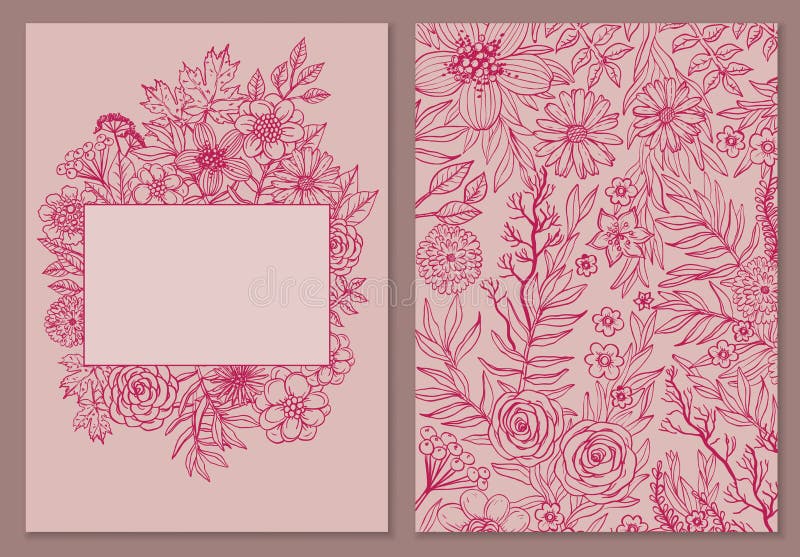 Hand Drawing Background with Flowers and Plants, Cover with Doodle ...