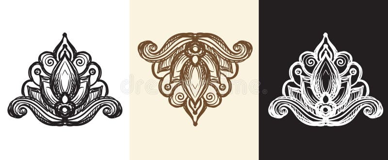 Hand Drawing Baroque Design Element Set Vector Illustration Stock ...