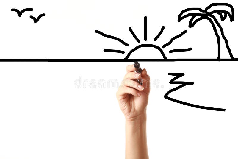 Black White Beach Pencil Drawing Stock Photos - Free & Royalty-Free ...