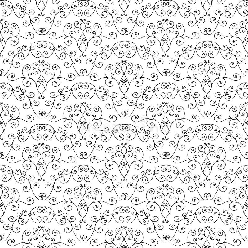 Hand Drawing Black-and-white Curly Pattern Stock Vector - Illustration ...