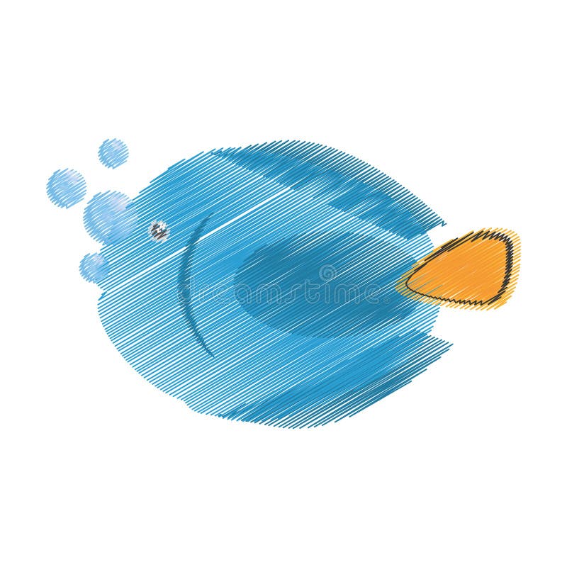 Hand Drawing Blue Fish Life Exotic Bubbles Stock Illustration ...