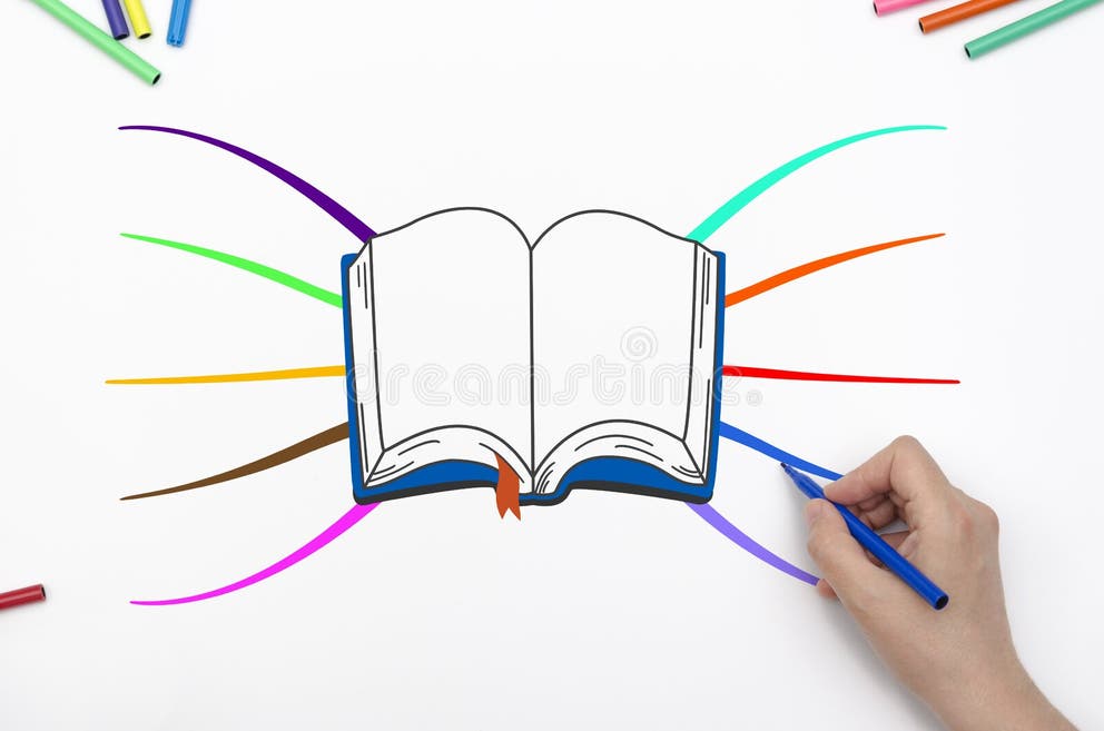 Hand drawing book mindmap stock illustration. Illustration of diagram ...