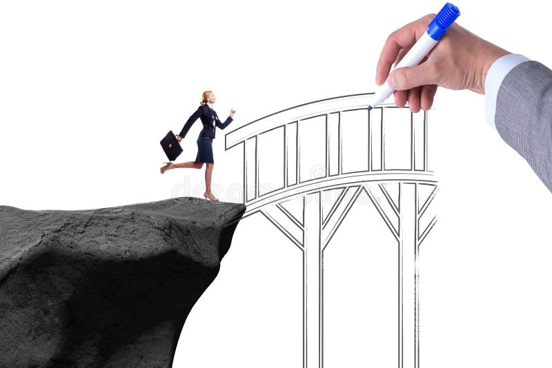 Hand Drawing Bridge in Business Concept Stock Image - Image of ambition ...
