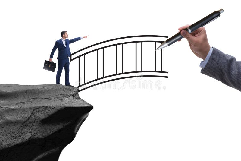 Hand Drawing Bridge in Business Concept Stock Image - Image of building ...