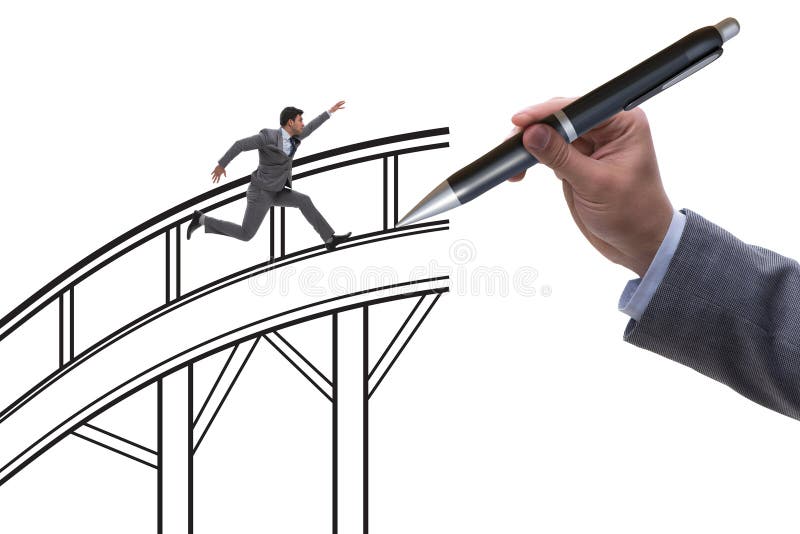 Hand Drawing Bridge in Business Concept Stock Photo - Image of manager ...