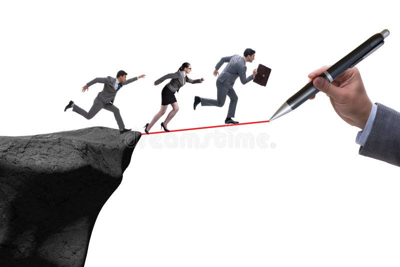 Hand Drawing Bridge for Business People Stock Photo - Image of ...