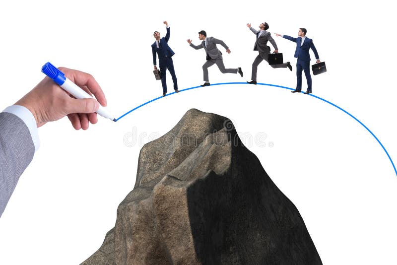 Hand Drawing Bridge for Businessman Stock Illustration - Illustration ...