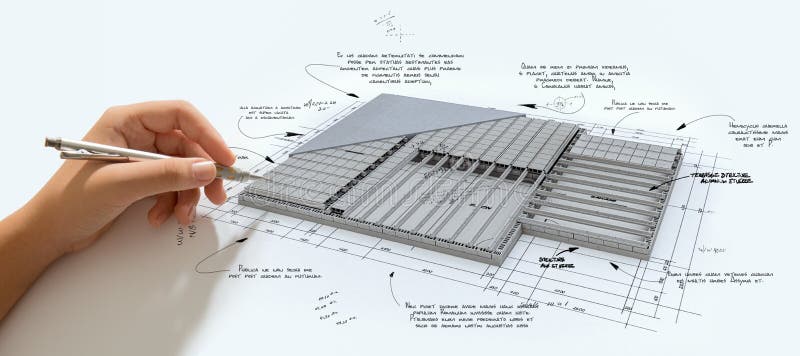 Hand Drawing Building Foundation Technical Details Stock Photo - Image ...