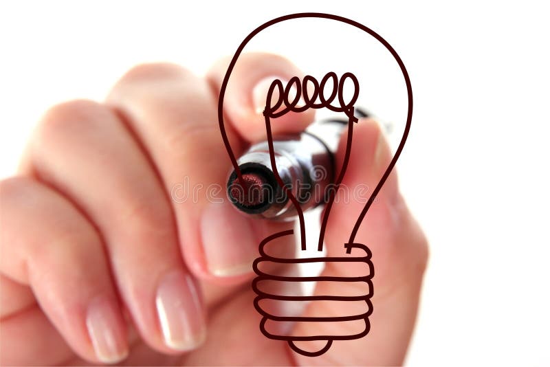 Hand drawing bulb stock photo. Image of electricity, bright - 6618306