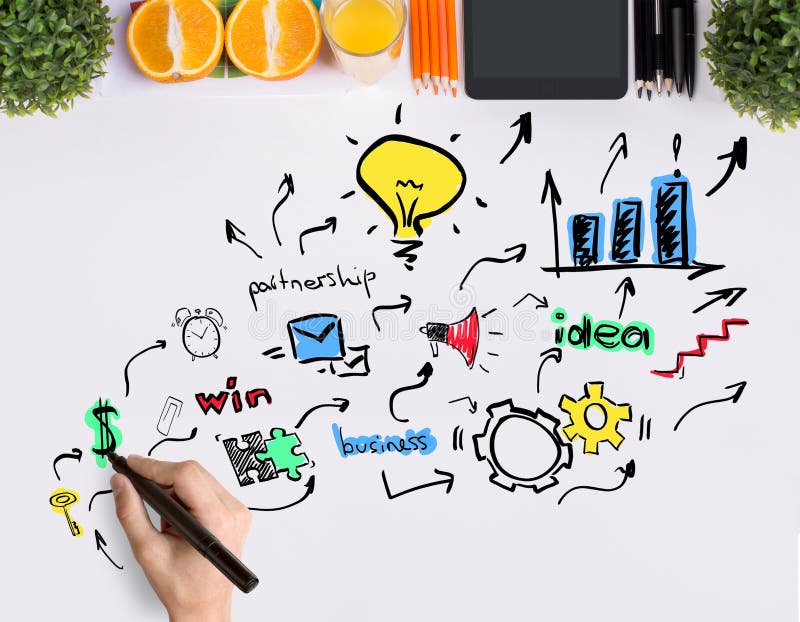 Hand Drawing Business Sketch Stock Image - Image of marketing, concept ...