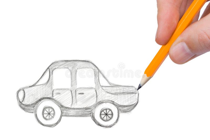 Hand drawing car stock photo. Image of hand, business - 7590498