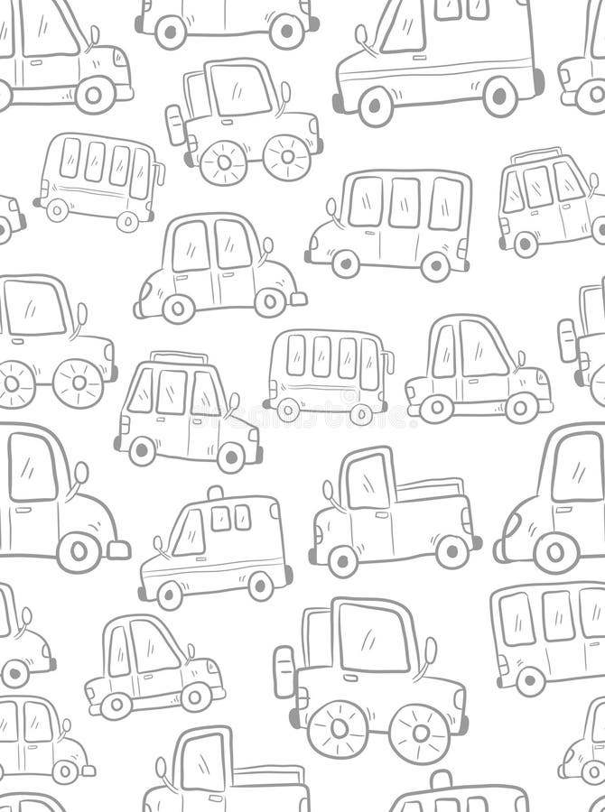 Hand Drawing Car Cartoon Collection, Pattern Vector, Vintage Design ...