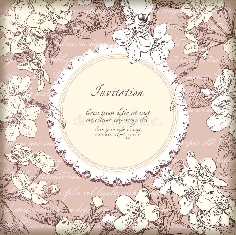 Hand Drawing Card Flower Vector Frames Stock Vector - Illustration of ...