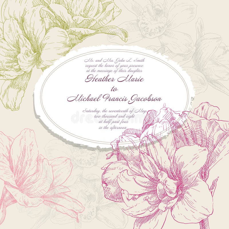 Hand Drawing Card Flower Vector Frames Stock Vector - Illustration of ...