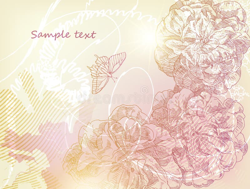 Hand Drawing Card Flower Vector Frames Stock Vector - Illustration of ...