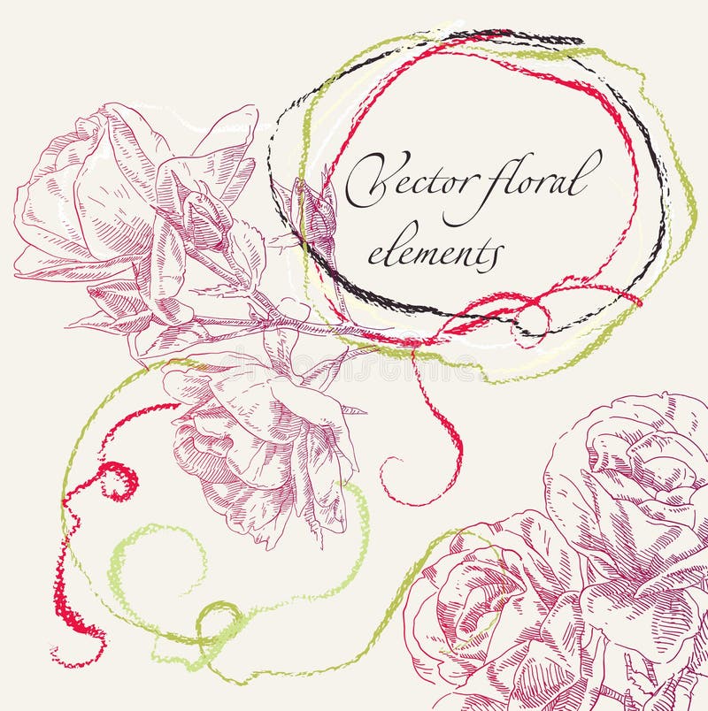 Hand Drawing Card Flower Vector Frames Stock Vector - Illustration of ...