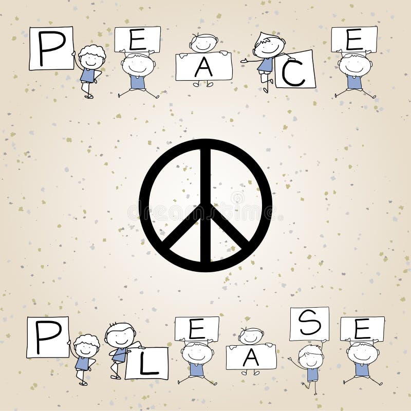 Hand Drawing Cartoon Alphabet, Peace Please Stock Vector - Illustration ...