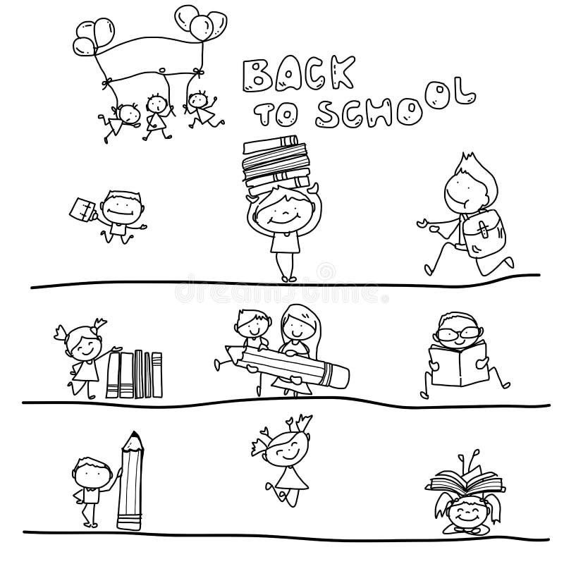 Children Going To School Drawing Stock Illustrations – 932 Children ...