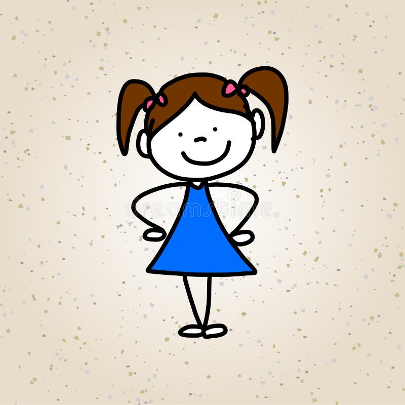 Hand Drawing Cartoon Character Happy Kids Stock Vector - Illustration ...