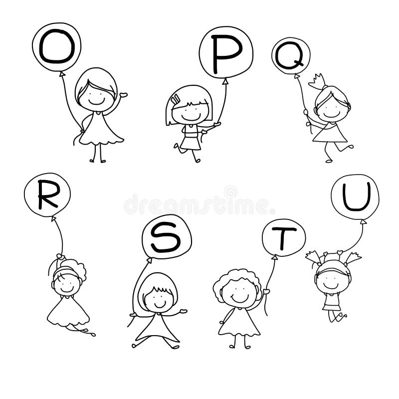 Hand Drawing Cartoon Happiness Alphabet Stock Illustration ...