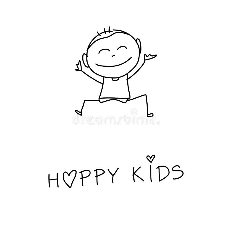 Hand Drawing Cartoon Happiness Stock Illustration - Illustration of ...