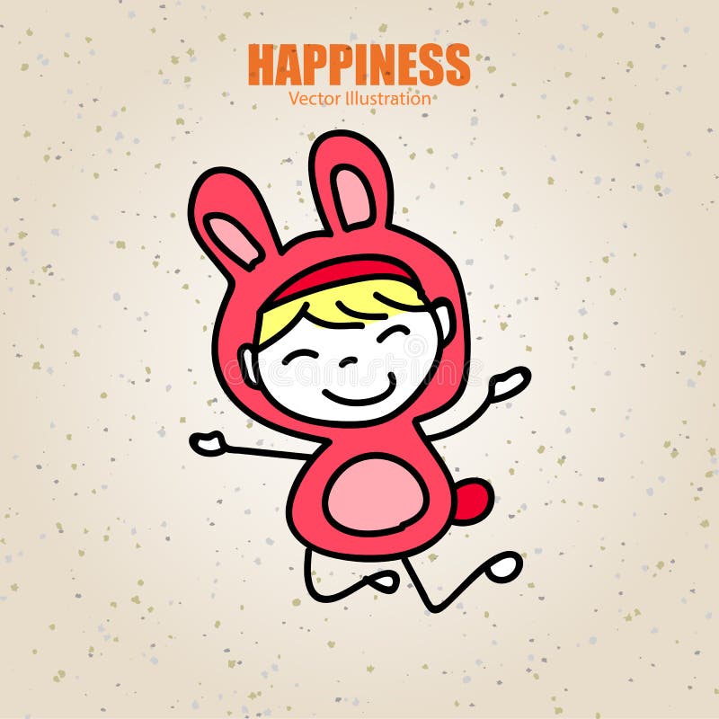 Hand Drawing Cartoon Happy Kid Stock Vector - Illustration of freehand ...