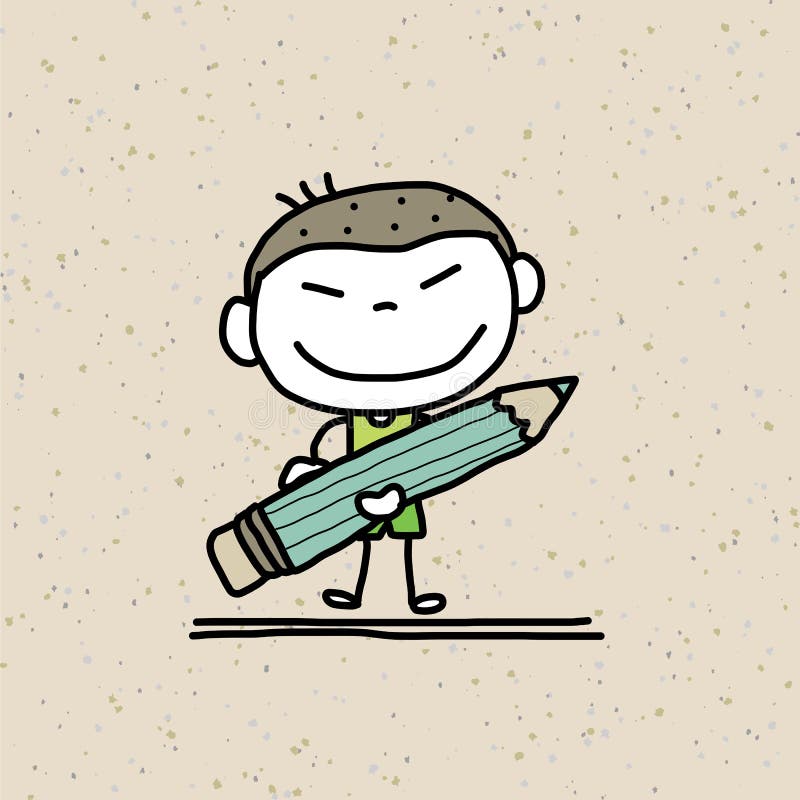 Hand Drawing Cartoon Happy Kids Stock Illustration - Illustration of ...