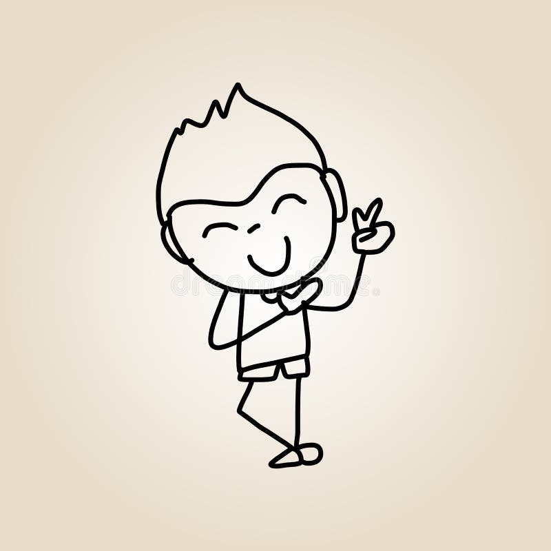 Hand Drawing Cartoon Happy Kids Stock Vector - Illustration of ...