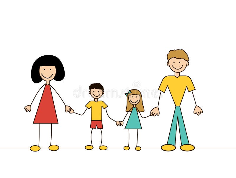 Hand Drawing Cartoon Vector Characters - Happy Family Stock ...