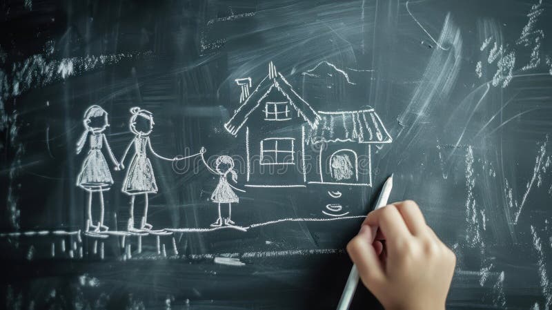 A Hand Drawing on Chalkboard.AI Generated Image Stock Photo - Image of ...