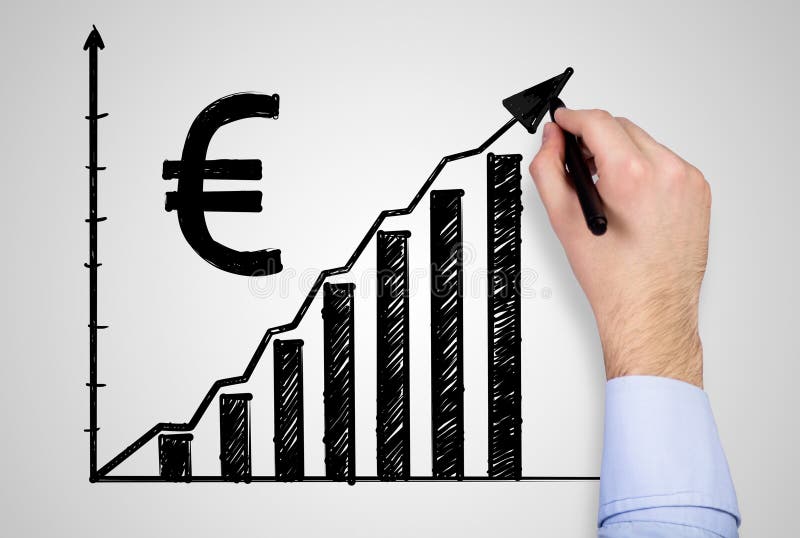 Hand Drawing Chart and Euro Stock Photo - Image of aspirations, arrow ...