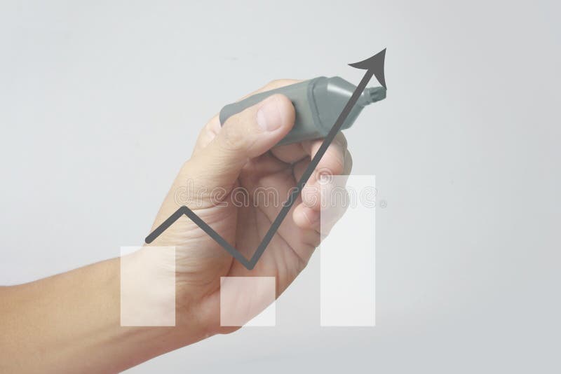 Hand Drawing a Chart, Graph of Growth Stock Photo - Image of fingers ...