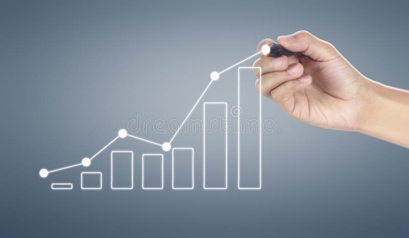 Hand Drawing Chart, Graph Stock of Growth Stock Image - Image of ...