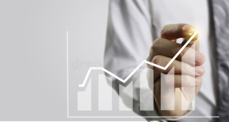 Hand Drawing Chart, Graph Stock of Growth Stock Image - Image of market ...