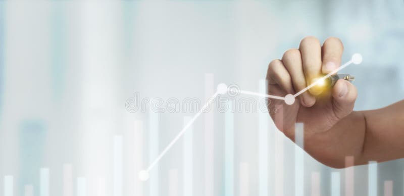 Hand Drawing Chart, Graph Stock of Growth Stock Image - Image of hand ...