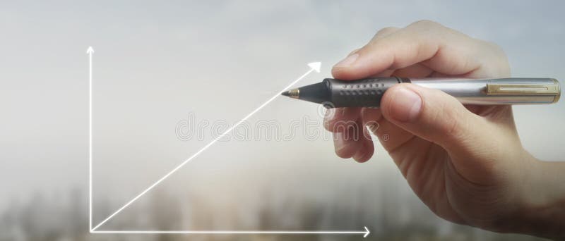 Hand Drawing Chart, Graph Stock of Growth Stock Photo - Image of person ...