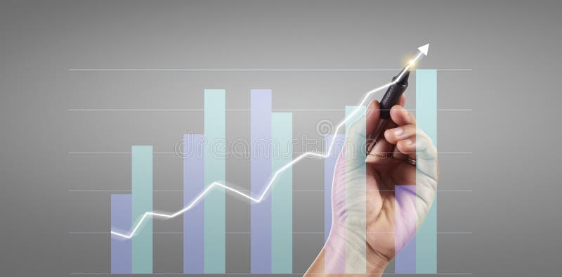 Hand Drawing Chart, Graph Stock of Growth Stock Image - Image of market ...