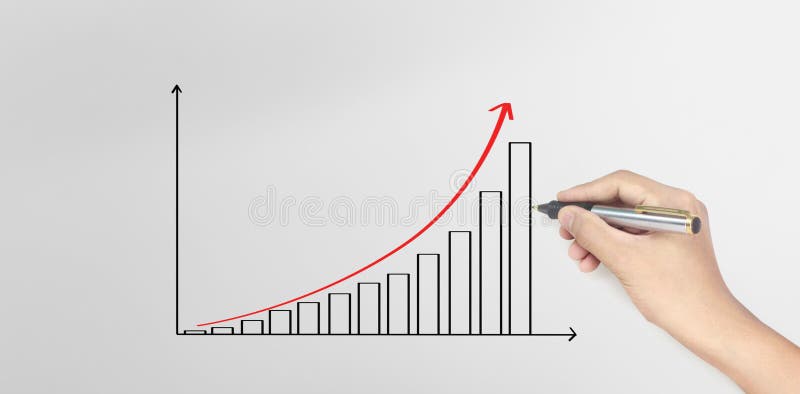 Hand Drawing Chart, Graph Stock of Growth Stock Image - Image of ...