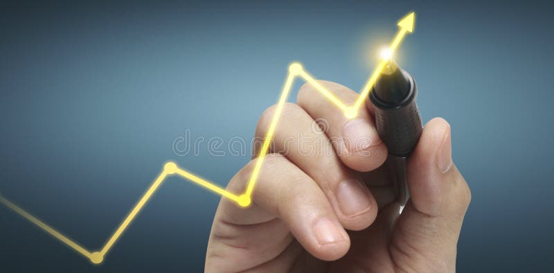 Hand Drawing Chart, Graph Stock of Growth Stock Image - Image of screen ...