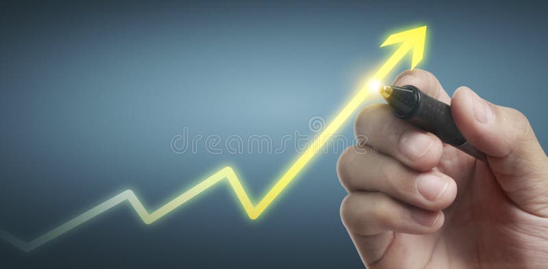 Hand Drawing Chart, Graph Stock of Growth Stock Image - Image of hand ...